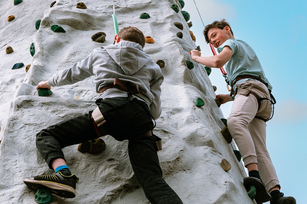 Our outdoor rock climbing wall will take you up to new heights